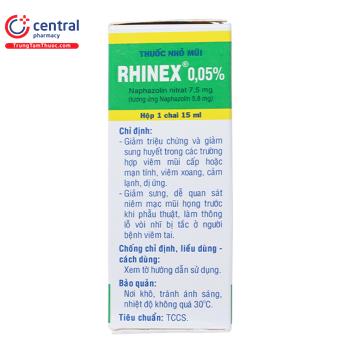 Thuốc nhỏ mũi Rhinex 0,05% giảm sung huyết mũi, nghẹt mũi, viêm xoang