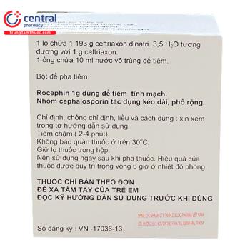 Thuốc Rocephin 1g I.V: chỉ định, cách dùng và giá bán