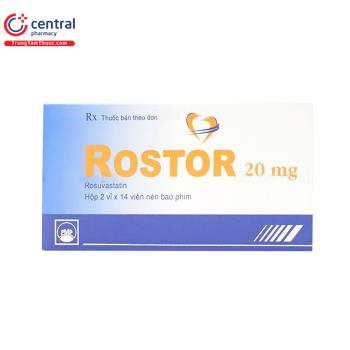 Thuốc Rostor 20mg Pymepharco giúp hạ cholesterol máu nguyên phát