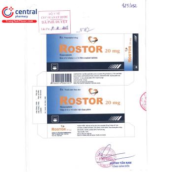Thuốc Rostor 20mg Pymepharco giúp hạ cholesterol máu nguyên phát