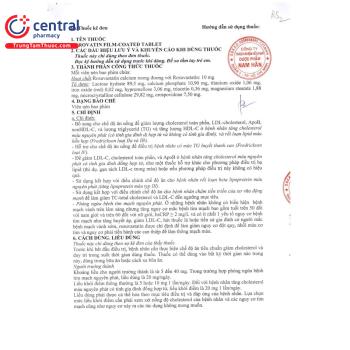 [CHÍNH HÃNG] Thuốc Rovatin 10mg - điều trị tăng cholesterol máu