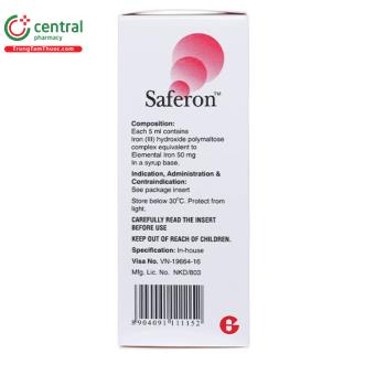 Thuốc Saferon syrup điều trị tình trạng thiếu máu do thiếu sắt