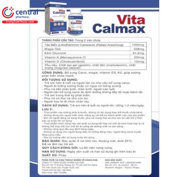 Thuốc Vita Calmax bổ sung dưỡng chất như canxi, magie,.. cho cơ thể