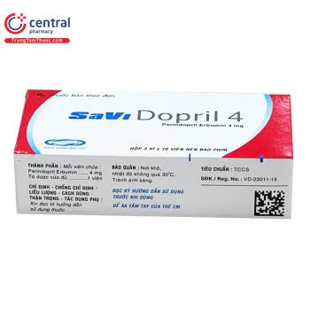 Thuốc Savi Dopril 4mg: tác dụng - chỉ định, cách dùng - liều dùng