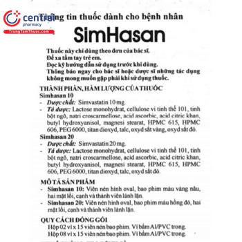 [CHÍNH HÃNG] Thuốc SimHasan 10 - Thuốc điều trị bệnh tim mạch
