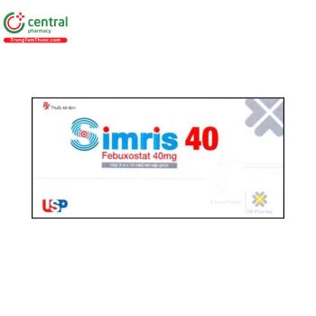 Thuốc Simris 40mg điều trị giảm acid uric, kiểm soát gút mạn