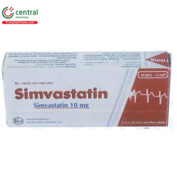 Thuốc Simvastatin 10mg Khapharco - Điều trị tăng rối loạn lipid máu
