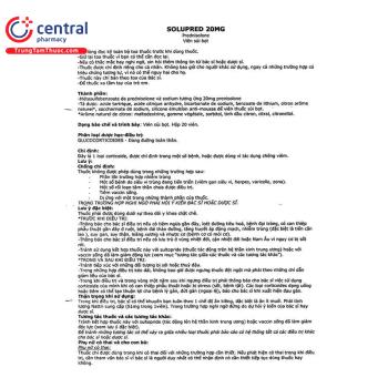 [CHÍNH HÃNG] Thuốc Solupred 20mg - giảm đau nhanh,chống viêm hiệu quả