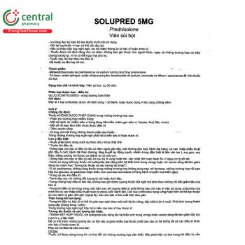 Thuốc Solupred 5mg - corticoid có tác dụng điều trị để chống viêm