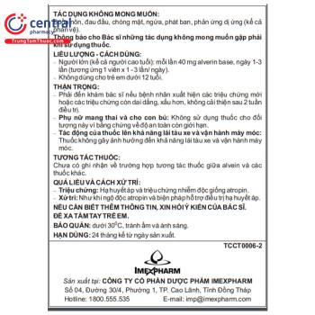 Thuốc Sparenil 40mg giảm đau do các chứng co thắt cơ trơn tiêu hóa