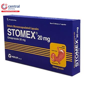 Thuốc Stomex Cap. 20mg điều trị viêm loét dạ dày, trào ngược gạ dày