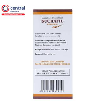 Thuốc Sucrafil Suspension 200ml - điều trị loét dạ dày lành tính