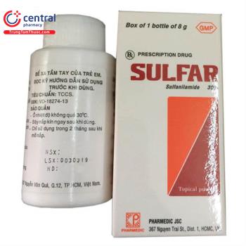 Thuốc bột rắc vết thương Sulfar 8g: tác dụng và giá bán