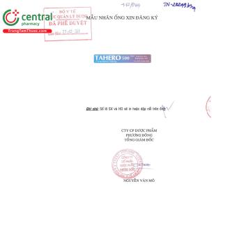 Thuốc Tahero 500 - Hạ sốt và giảm tạm thời các cơn đau nhẹ đến vừa