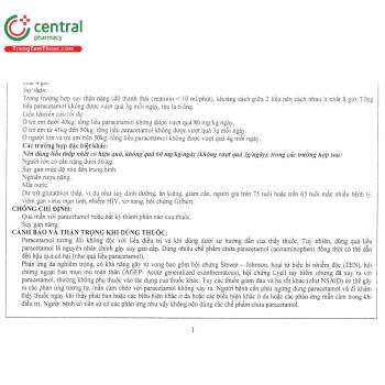 Thuốc Tahero 500 - Hạ sốt và giảm tạm thời các cơn đau nhẹ đến vừa