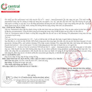 Thuốc Tahero 500 - Hạ sốt và giảm tạm thời các cơn đau nhẹ đến vừa