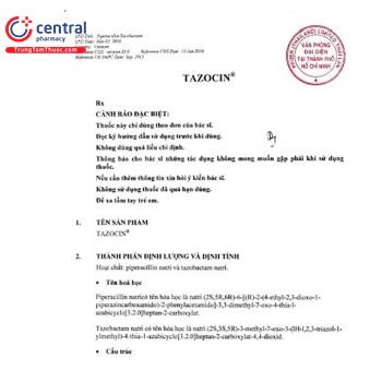 [CHÍNH HÃNG] Thuốc Tazocin 4.5g trị nhiễm trùng đa khuẩn