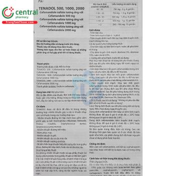 Thuốc Tenadol 2000 - Dự phòng nhiễm khuẩn hậu phẫu cho bệnh nhân