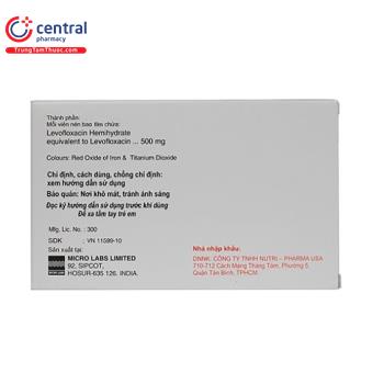 [CHÍNH HÃNG] Thuốc Terlev-500 - Kháng sinh Levofloxacin của Ấn Độ