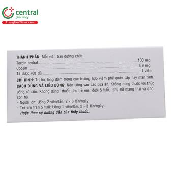 Thuốc Terpin Codein VPC điều trị triệu chứng ho khan hoặc kích ứng