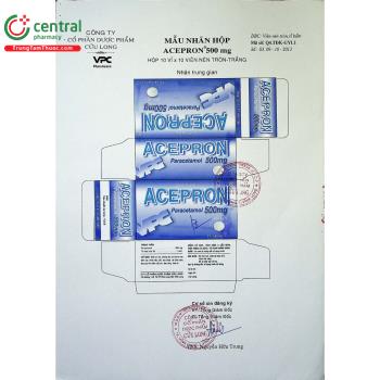 Thuốc Acepron 500mg có tác dụng hạ sốt, giảm đau từ nhẹ đến vừa
