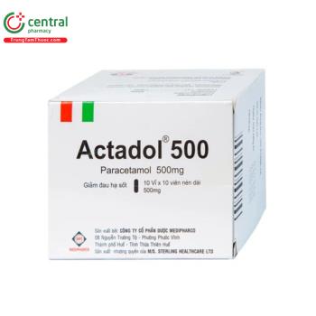 Thuốc Actadol 500 điều trị hạ sốt, giảm các cơn đau đầu, đau răng