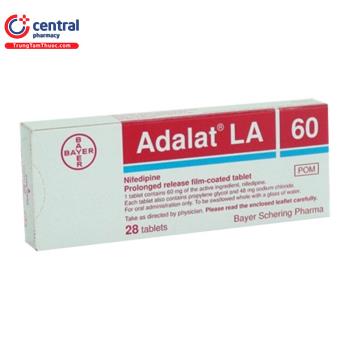 Thuốc Adalat LA 60mg: tác dụng, liều dùng và giá bán