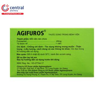 [CHÍNH HÃNG] Thuốc Agifuros 40mg điều trị bệnh cao huyết áp