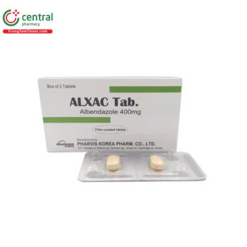 Thuốc ALXAC Tab điều trị nhiễm giun sán, ấu trùng sán, giun lươn