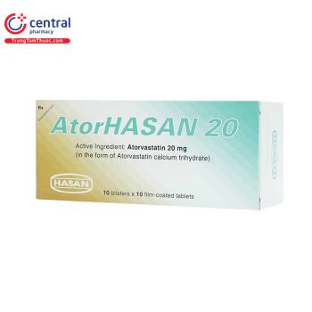 [CHÍNH HÃNG] Thuốc AtorHASAN 20mg điều trị giảm cholesterol máu