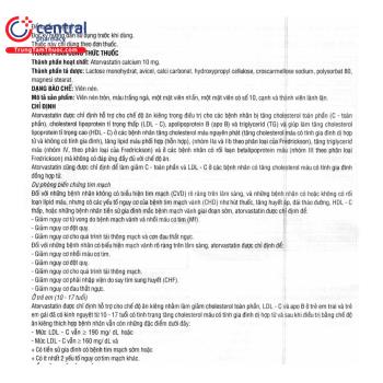 Thuốc Atorlip 10 điều trị cholesterol cao và giảm nguy cơ đột quỵ