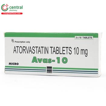 Thuốc Avas-10 điều trị tăng cholesterol và rối loạn lipid máu