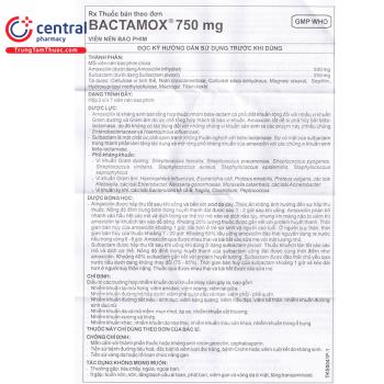 [CHÍNH HÃNG] Thuốc Bactamox 750mg điều trị tình trạng nhiễm khuẩn