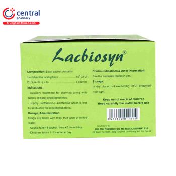 [CHÍNH HÃNG] Thuốc bột Lacbiosyn (Hộp 100 gói x 1g) trị tiêu chảy