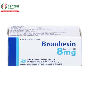 Thuốc Bromhexin 8mg F.T Pharma làm loãng đờm, điều trị tăng tiết dịch ...
