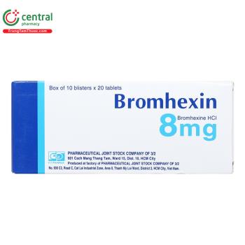 Thuốc Bromhexin 8mg F.T Pharma làm loãng đờm, điều trị tăng tiết dịch ...
