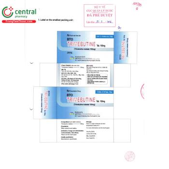 Thuốc BTO Trimebutine Tab. 100mg giảm triệu chứng hội chứng ruột kích thích