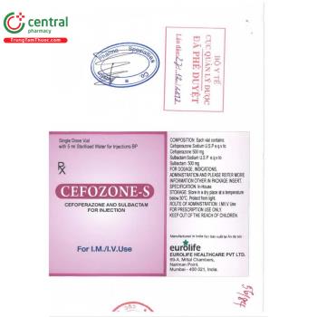 Thuốc Cefozone-S - Trị nhiễm trùng vi khuẩn nhạy cảm với Cefoperazon