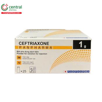 [CHÍNH HÃNG] Thuốc Ceftriaxone Panpharma 1g điều trị viêm màng não