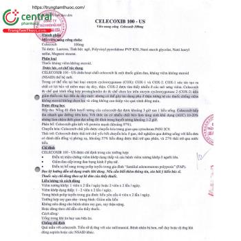 Thuốc Celecoxib 100-US: Trị viêm khớp, đau bụng kinh, polyp tuyến FAP