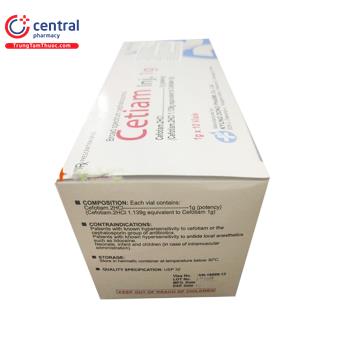 [CHÍNH HÃNG] Thuốc Cetiam Inj. 1g - điều trị nhiễm khuẩn
