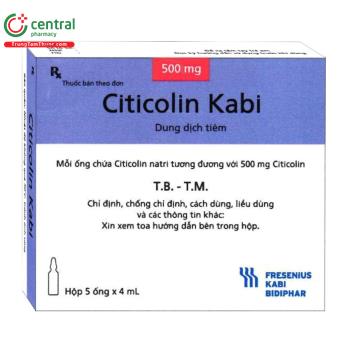 Thuốc tiêm Citicolin Kabi 500mg/4ml điều trị rối loạn mạch máu não