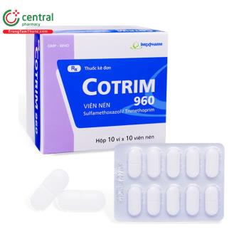 Thuốc Cotrim 960mg điều trị nhiễm khuẩn do vi khuẩn nhạy cảm gây ra