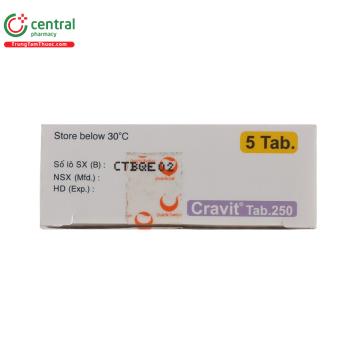 Thuốc kháng sinh Cravit Tab 250 điều trị nhiễm khuẩn hô hấp, da, tiết niệu
