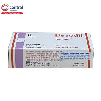Thuốc Devodil (Sulpiride 50mg): Tác dụng, cách dùng và giá bán