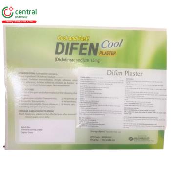 Thuốc Difen plaster Cool giảm đau, chống viêm tại gân, cơ, xương khớp