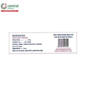 Thuốc Docento 2mg điều trị các rối loạn tâm thần cấp và mạn tính