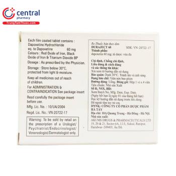 [CHÍNH HÃNG] Thuốc Duraject-60 điều trị xuất tinh sớm