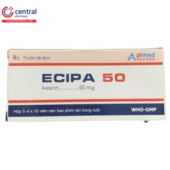 Thuốc Ecipa 50 điều trị giãn tĩnh mạch mạn tính chứa Aescin 50mg