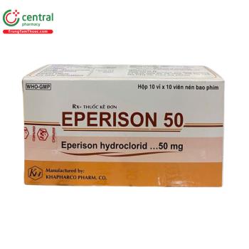 Thuốc Eperison 50 Khapharco (hộp 10 vỉ x 10 viên) điều trị liệt cứng cơ